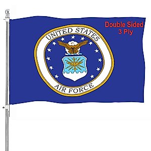 Air Force Crest Emblem Flag 3x5 Outdoor Double Sided- US Coat of Arms Military USAF Flags Heavy Duty 3 Ply Flag Banner with 2 Grommets for Outside Outdoor Indoor