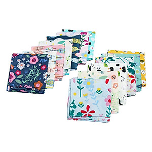 Womens Girls Cute Handkerchiefs 100% Soft Cotton Floral Handkerchief Hankies 6PCS