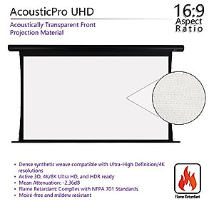 Elite Screens Saker Tab-Tension AcousticPro UHD Series, 100" Diagonal 16:9, 4K/8K Ultra HD Electric Sound Transparent Perforated Weave Drop Down Front Projector Screen, SKT100UH-E24-AUHD