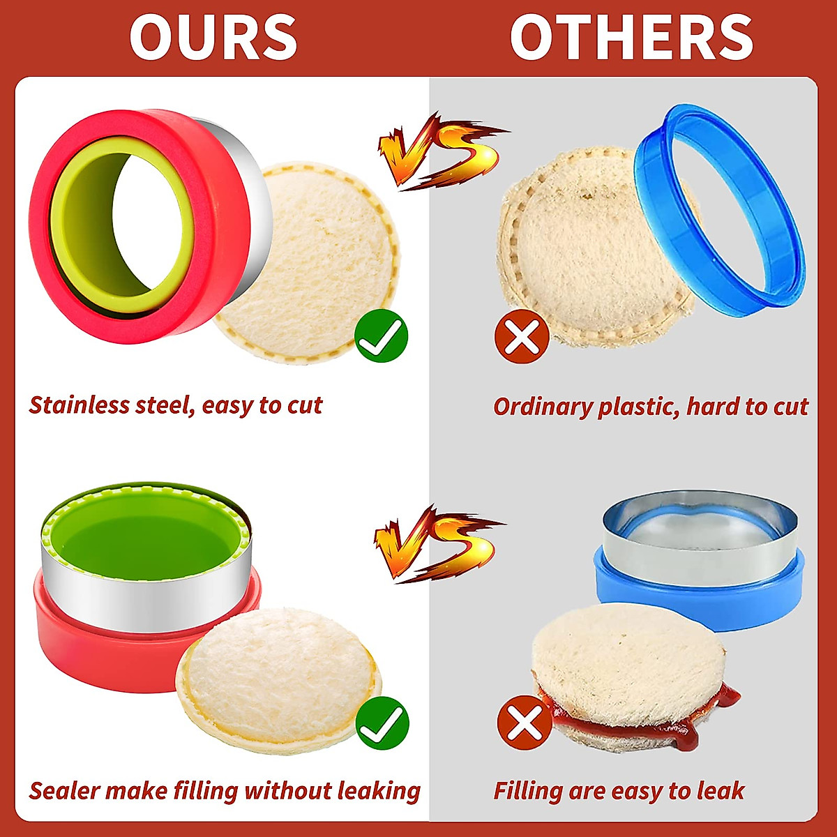 Sandwich Cutter for Kids 48 Pcs, Kimfead Cookie Cutters, Fruit Vegetable Cutter Shapes, Food Picks for Bento Box, Mouse Dinosaur Star Square Heart Shape