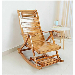 JHUS Bamboo Rocking Chair Lengthen Arm Chair Indoor Outdoor Balcony Relaxing Recliner Mikalo Chair Rocking Chair Rocker Chair Rocker Camp Chair Rocker Recliner Rocking Camp Chair Rocking Chairs