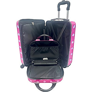 Fast Forward Kid’s Licensed Hard-Side 20” Spinner Luggage Carry-On Suitcase and Beauty Case Set (Minnie Mouse)
