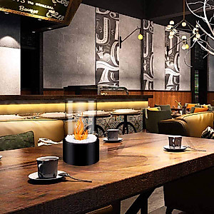 BRIAN & DANY Tabletop Fire Pit, Mini Portable Table Top Firepit Bowl, Ethanol Tabletop Fireplace for Indoor & Outdoor, Black