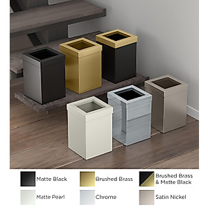 Gatco 1915, Modern Square Stainless Steel Waste Basket, Matte Black, 3.2 gallons , 11.88"H