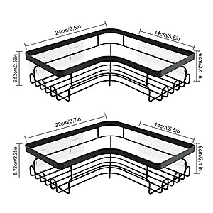 ZBC Corner Shower Caddy, 2-Pack Adhesive Shower Corner Organizer Shelves, Rustproof Shower Shelf with Hooks, Shower Basket Rack Storage, Wall Mount Shower Organizer for Bathroom, Kitchen (Bend)