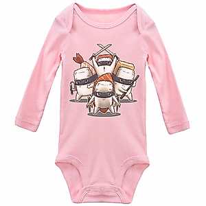 Ninja Sushi Baby Long Sleeves Bodysuit Infant Boys Girls Funny Crawling Clothes C-Pink