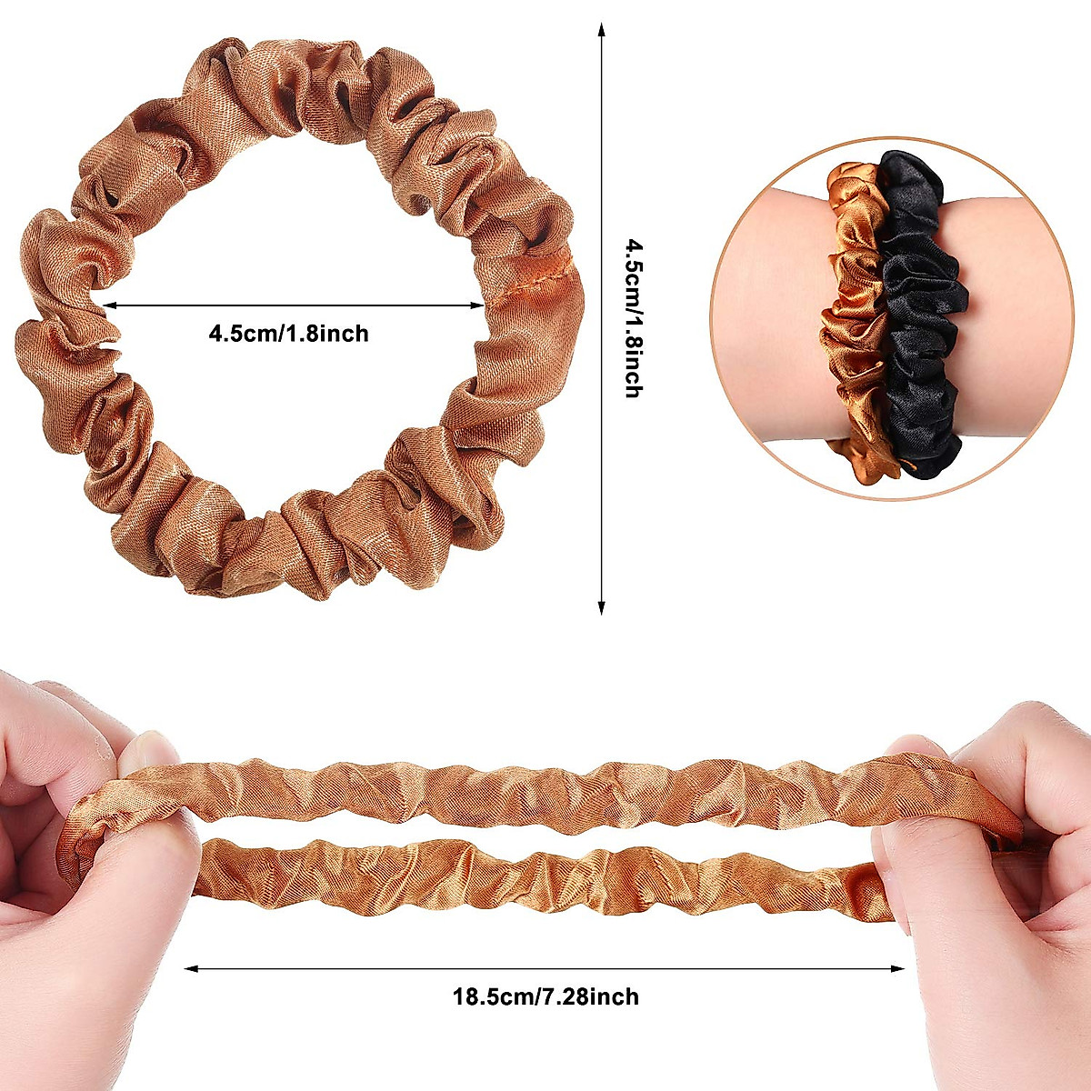 WILLBOND 48 Pieces Neutral Satin Hair Ties Scrunchies Bulk Multicolor Elastic Silk Hair Bands Accessories Ponytail Holders for Women(Neutros)