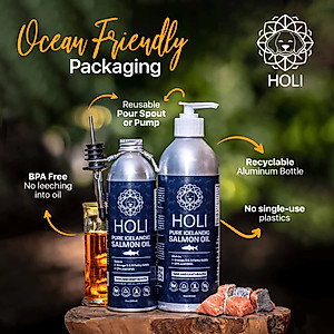 HOLI Salmon Oil for Dogs Skin and Coat | Icelandic Fish Oil for Cats & Dogs | Omega 3 EPA + DHA Supports Joint Mobility, Immune & Heart Health