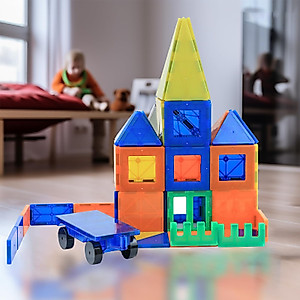 vanstarry 65 Piece Magnetic Tiles Building Blocks Set for Boys Girls Preschool Educational Construction Kit Magnet Stacking Toys for Kids Toddlers Children 3 4 5 6 7 8 Year Old