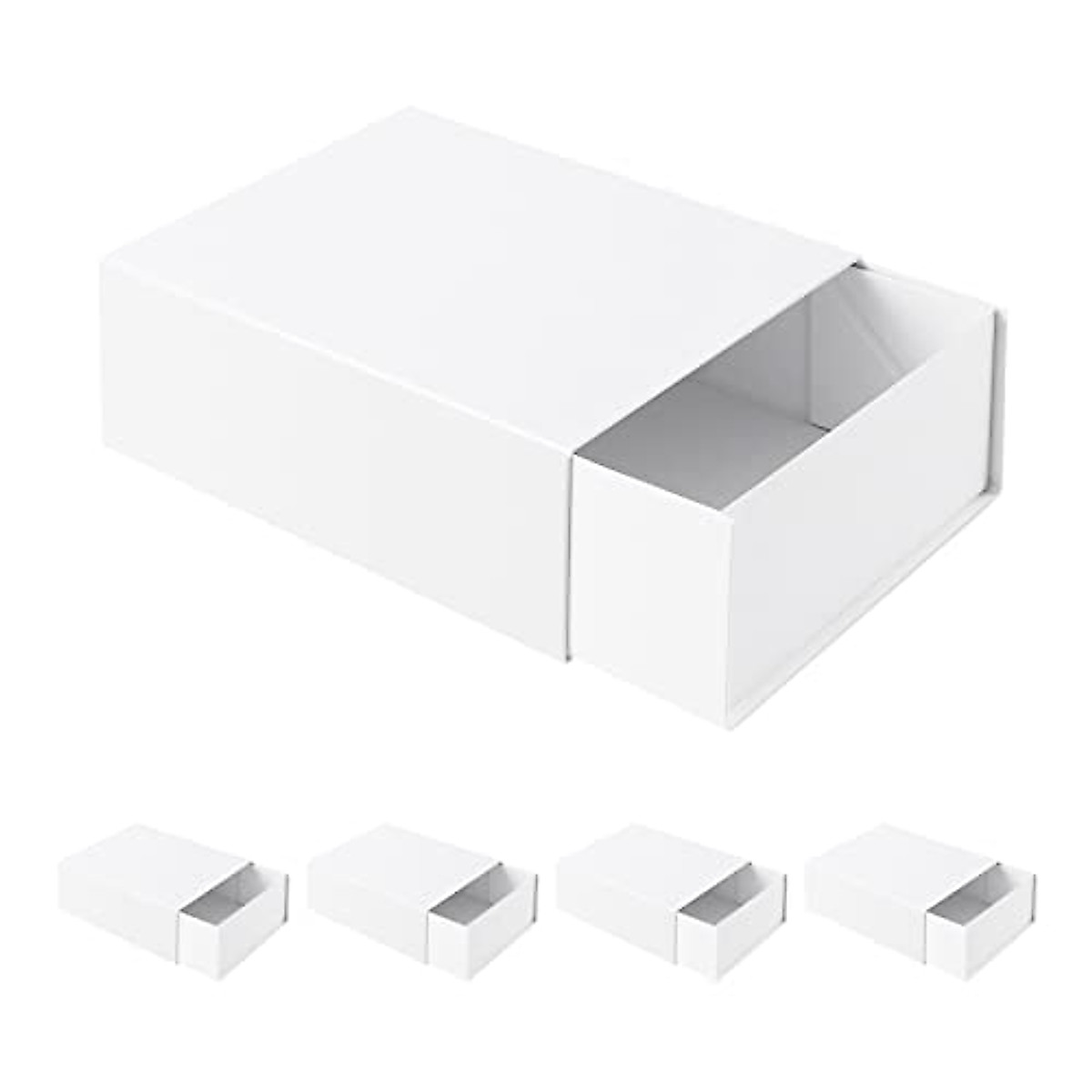 BAKIPACK 5 Gift Boxes, White Gift Boxes, 7x4.9x2.4 Inches, Keepsake Boxes, Small Rectangle Gift Boxes with Lids for Presents (Matte White)