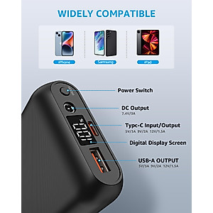 Buvizas 7.4V 16000mAh Heated Vest Battery Pack, Rechargeable Battery Pack for Heated Vest with DC and USB Output Ports, LED Display Portable Power Bank for Heated Vest,Jacket,Pants(No Ororo)