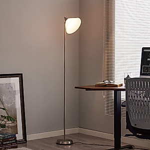HonoDing Floor Lamp Standing Lamp Adjustable Head Arcylic Shade Floor Lamps for Living Room/Office/Bedroom (Satin Nickel)