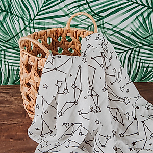 Iron Lily Muslin Swaddle Blankets for Baby Boys & Girls -Stars (3pack) - 70% Rayon derived from Bamboo, 30% Cotton- Newborn Black and White Muslin Blanket Baby - Receiving Muslim Infant Wrap Swaddles