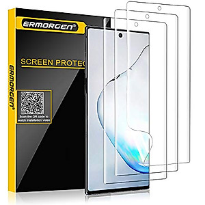 (3 Pack) Ermorgen TPU Screen Protector Compatible For Samsung Galaxy Note 10 High Definition Edge to Edge HD (Full Coverage), Case Friendly Anti-Scratch (Lifetime Replacement Warranty)