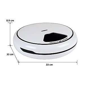 Lentek 5 Meal Automatic Pet Feeder with Voice Message, White, Wet and Dry Food Dispenser for Cat or Dog, 5 oz Compartments for Portion Control, 25 oz Total Capacity
