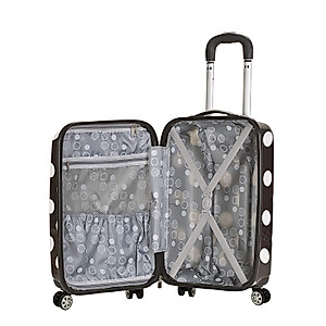 Rockland Laguna Beach Hardside Spinner Wheel Luggage, Black Dot, Carry-On 20-Inch