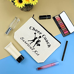 Cheer Coach Gift Cheerleading Coach Gift Makeup Bag for Women Cheer Mom Gift Cosmetics Bag Cheer Coach Appreciation Gift Thank You Gift Birthday Gift for Cheer Coach Cheer Leader Travel Makeup Pouch