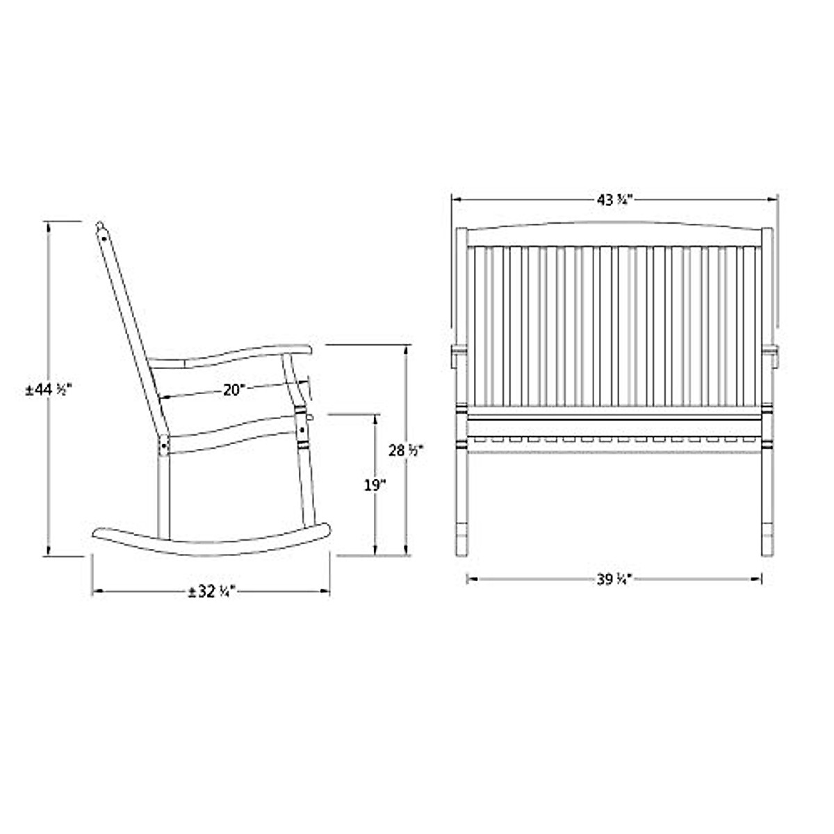 Cambridge Casual Bench Loveseat Rocking Chair, Teak