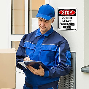 Stop Do Not Leave Packages Here Outdoor Aluminum Signs - Delivery Instructions - Delivery Sign - Package Delivery Box Instructions - Package Box for Outside Sign - Home Front Porch Sign - 8.5" X 10"