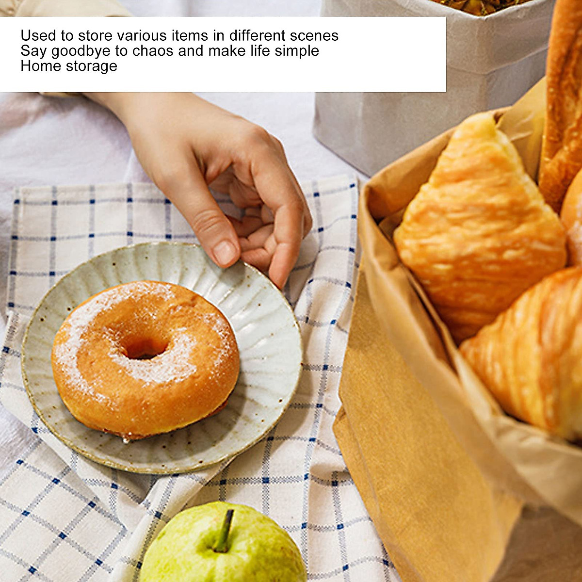 Nachukan Washed Kraft Paper Bags for Food Storage, Waterproof Fruit & Veggie Holding, Reusable Household Produce Bags(S)