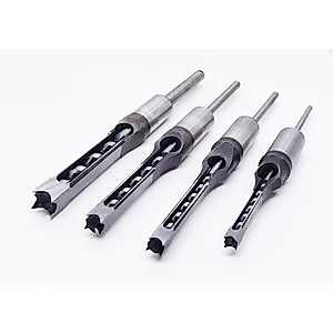Square Hole Drill Bit Woodworking Auger Drill Bit Tool Set, Wood Mortising Chisel Countersink Bits