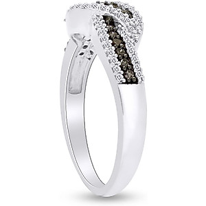 AFFY 1/2 CTTW Sterling Silver White & Brown Diamond ring