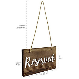 Darware Hanging Wooden Reserved Signs (6-Pack); Rustic Style Wood Signs for Weddings, Special Events, and Functions to Hang on Chairs, in Doorways