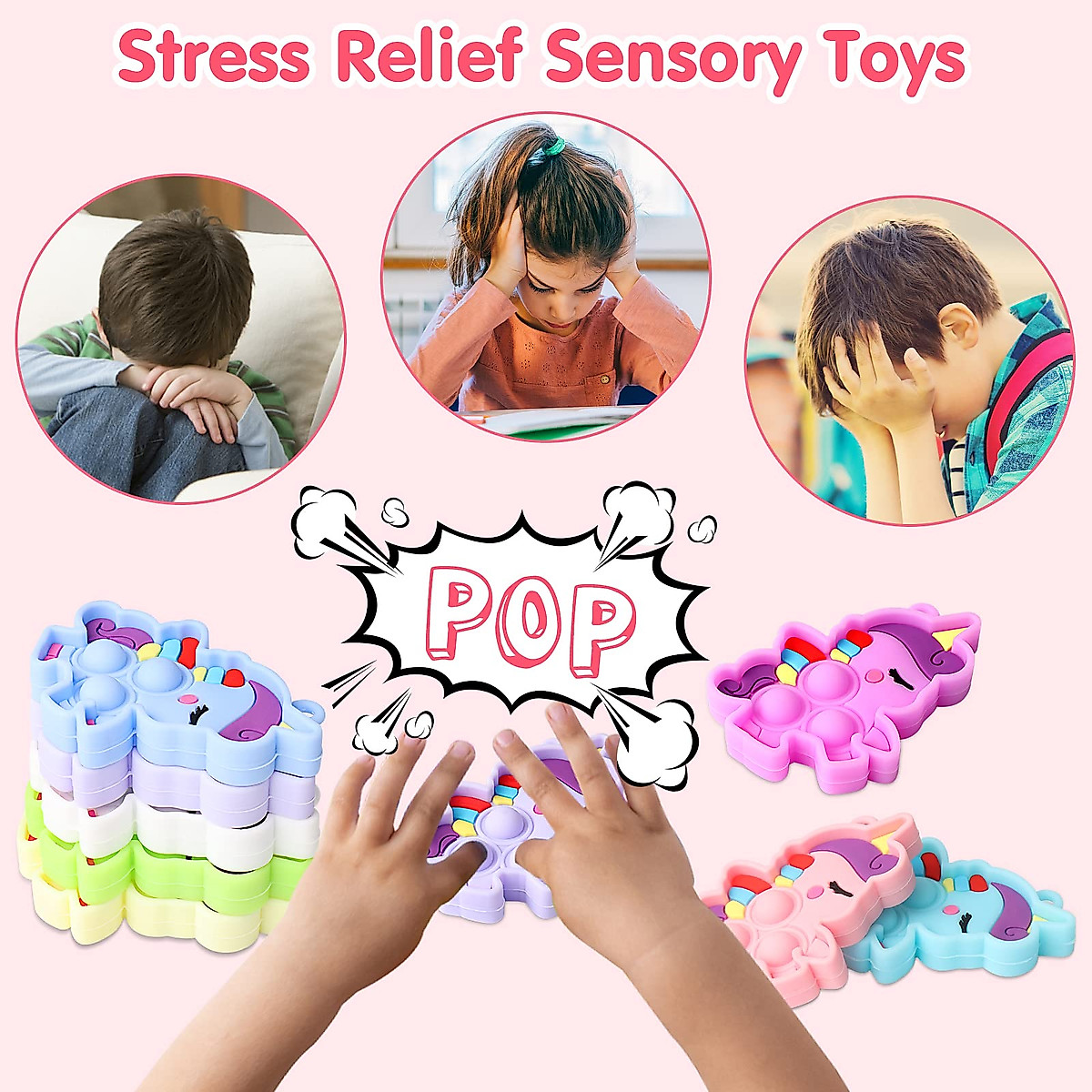 Kids Party Favors Pop Keychain Fidget Toys,Easter Eggs Fillers,Easter Basket Stuffers for Kids,Easter Gifts for Girls,Easter Party Favors Classroom Prizes