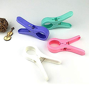 IELEK Beach Towel Clips Jumbo Size for Beach Chairs/Pool Lounges/Cruise Plastic Towel Clamp Clip Holder-Keep Your Towel,Clothes,Quilt,Blanket from Blowing Away,Bright Colors Clothes Lines(8 Pack)