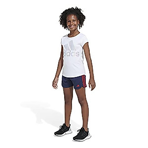 adidas Girls' Big AEROREADY 3-Stripe Pacer Mesh Short, Collegiate Navy, L (14)