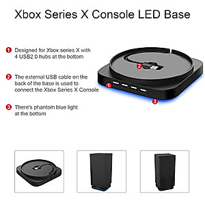 Vertical Stand for Xbox Series X Console, 4 Ports USB Hub Combo Kit Docking Station, AKNES Xbox Series X Vertical Stand with USB2.0 Extender Adapter Splitter for Xbox X