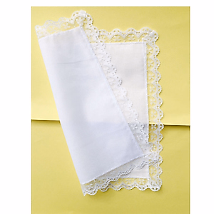 6/12 Pack of Ladies White Perfect Wedding Lace Cotton Handkerchiefs