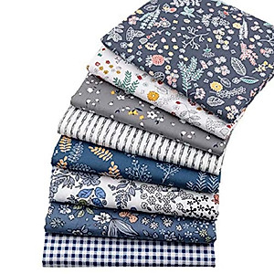 8PCS 50cm x 50cm Floral Twill Print Cotton Fabric Bundle Sewing Patchwork Precut Fabric Scraps Suitable for DIY Sewing Quilting and Various Handicrafts
