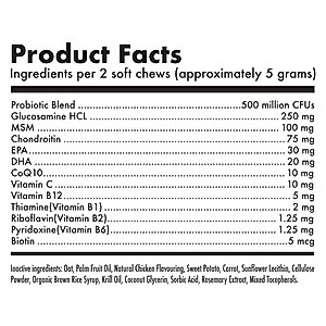 Dog Vitamins - 120 Multivitamins Chews w/Glucosamine Chondroitin, Probiotics Digestive Enzymes and Omegas - Supplement for Overall Health - Joint Support, Immune Health, Skin and Heart Health