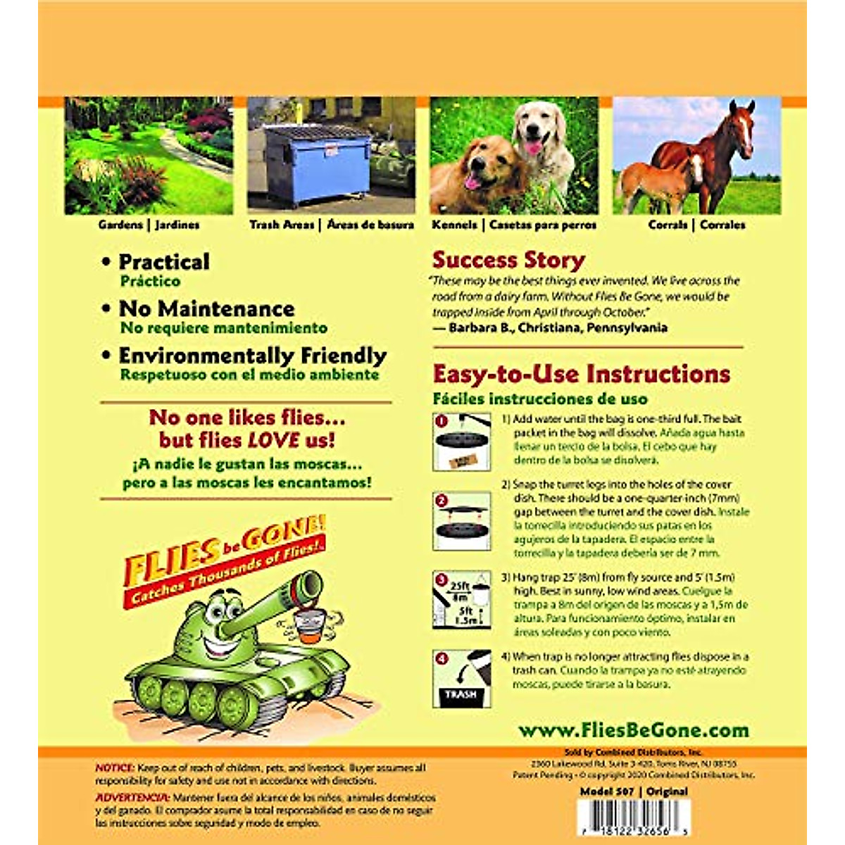 Flies Be Gone Fly Trap - Disposable Non Toxic Fly Catcher - Made in USA - Natural Bait Trap for Patios, Ranches. Easy to Use Outdoor Fly Traps, Keeps Flies from Coming Indoors (2 Pack)