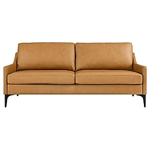 Modway Corland Upholstered Leather Sofa, Tan
