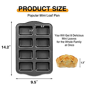 HONGBAKE 2 Pack 12-Cup Muffin Pan for Baking and 1 Pack 8 Cavity Mini Loaf Baking Pan for Oven