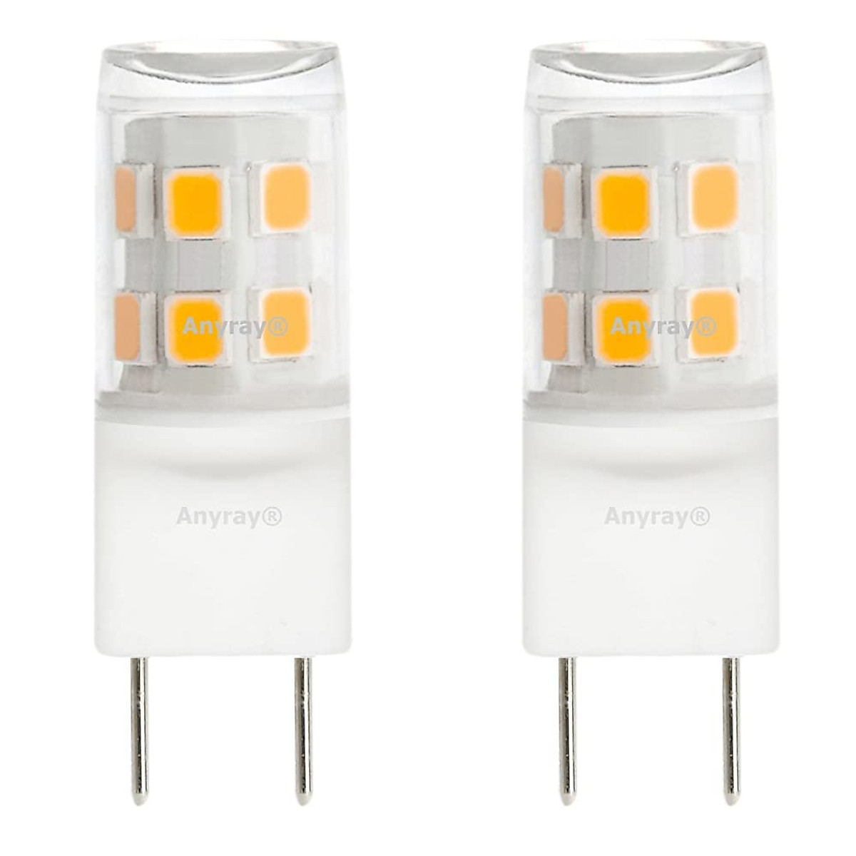 Anyray (2)-LED Bulbs G8S Replacement Bulbs for Samsung ME18H7045FS Microwave Light Bulb 120V 20W G8 (Daylight White 6000K)