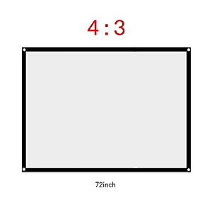 Projection Screen, Projector Curtain, Movie Projector Screen, 60-100 Inch Portable Foldable Non-Crease White Projector Curtain Projection Screen 4:3(72 inches)