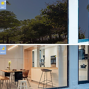 Lmlpt Window Privacy Film See Out Not in One Way Day and Night, Sun Blocking Anti UV Window Sticker Heat Control Glass Film Self-Adhesive Window Tint Home Office, Brown Silver, 35.4 inch X 16.4 feet