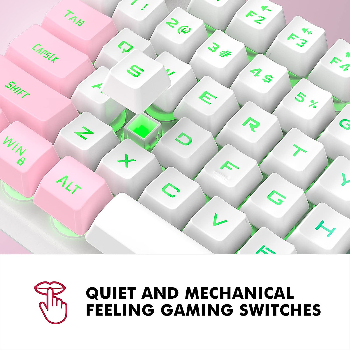 NPET K10 Wired Gaming Keyboard, RGB Backlit, Spill-Resistant Design, Multimedia Keys, Quiet Silent USB Membrane Keyboard for Desktop, Computer, PC（Camellia）
