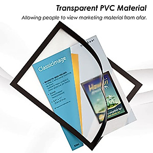 MaxGear Magnetic Sign Holder 8.5 x 11 Wall Mount, Self Adhesive Display Picture Frames with Strong Magentic Border and Clear PVC, Document Poster Paper Holder for Home Office Store (Black, 3 Pack)