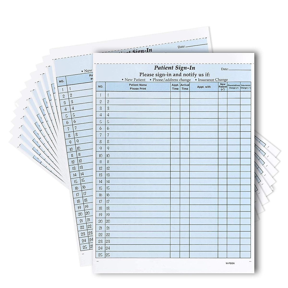 NCR Carbonless 3 Part Patient Sign in Forms, HIPAA Approved and Compliant for Confidentiality in All Medical Offices. (Blue)