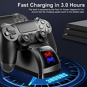 PS4 Controller Charger Dock Station,Puning PS4 Charger Station with USB Charging Cable,Dock Station Compatibility with Playstation 4/PS4 Slim/PS4 Pro Controller