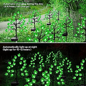 Thanksgiving Decorations Outdoor Solar Lights - 2PACK 40LED Maple Tree Solar Thanksgiving Lights for Fall Decorations,Waterproof Solar Fall Lights for Autumn Harvest Festivals Outside Yard Decor,Green
