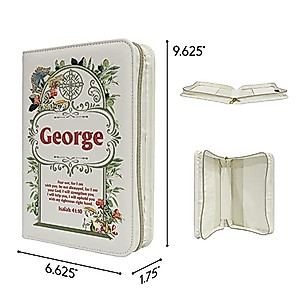 9.6x6.6 Inch Personalized Bible Cover, Custom Bible Cover – Personalized Leatherette Bible Cover and Carrying Case with Handle, Womens Bible Case - White Small (Design 4)