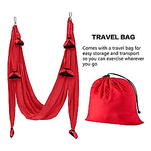 Maxwelly Aerial Yoga Flying Yoga Swing Yoga Hammock Sling Inversion Tool for Gym Home Fitness with Accessories, Red