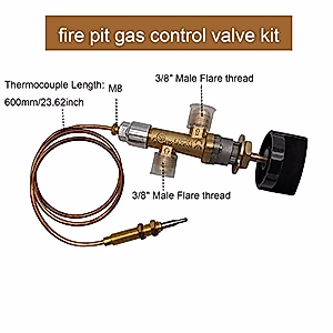 P1TOOLS Low Pressure LPG Propane Gas Fireplace Fire Pit Flame Failure Safety Control Valve Kit （Low Pressure Propane Valve with 3/8" Flare Inlet & Outlet）, Suitable for Gas Grill, Heater, Fire Pit