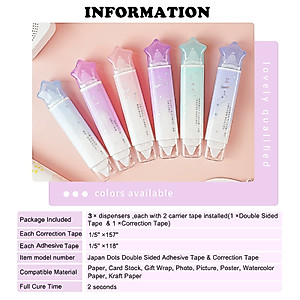 BITOSEE 2 in 1 Whiteout Correction Tape and Double Sided Tape Roller, Cute Quick Dry Japan Whiteout Tape, with Permanent Adhesive Tape Runner,for School Office Instant Correction & Scrapbook Supplies