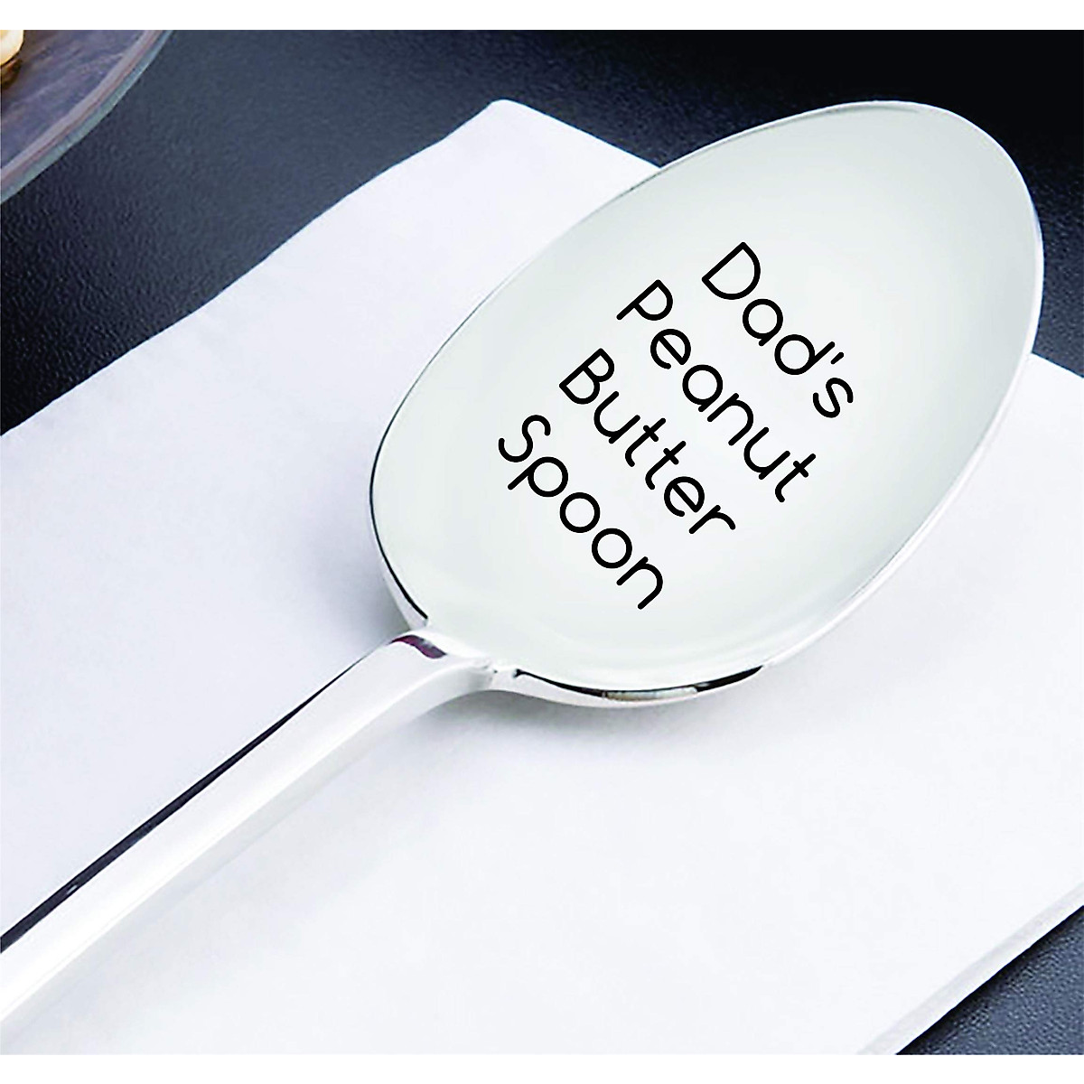 Dad's Peanut Butter Engraved Stainless Steel Spoon Token Of Love Gifts For Dad On Father's Day Birthday Anniversary Special Occasion From Son Or Daughter